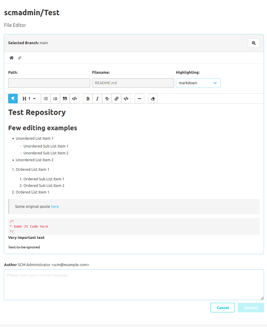 Markdown Text Editor | SCM-Manager