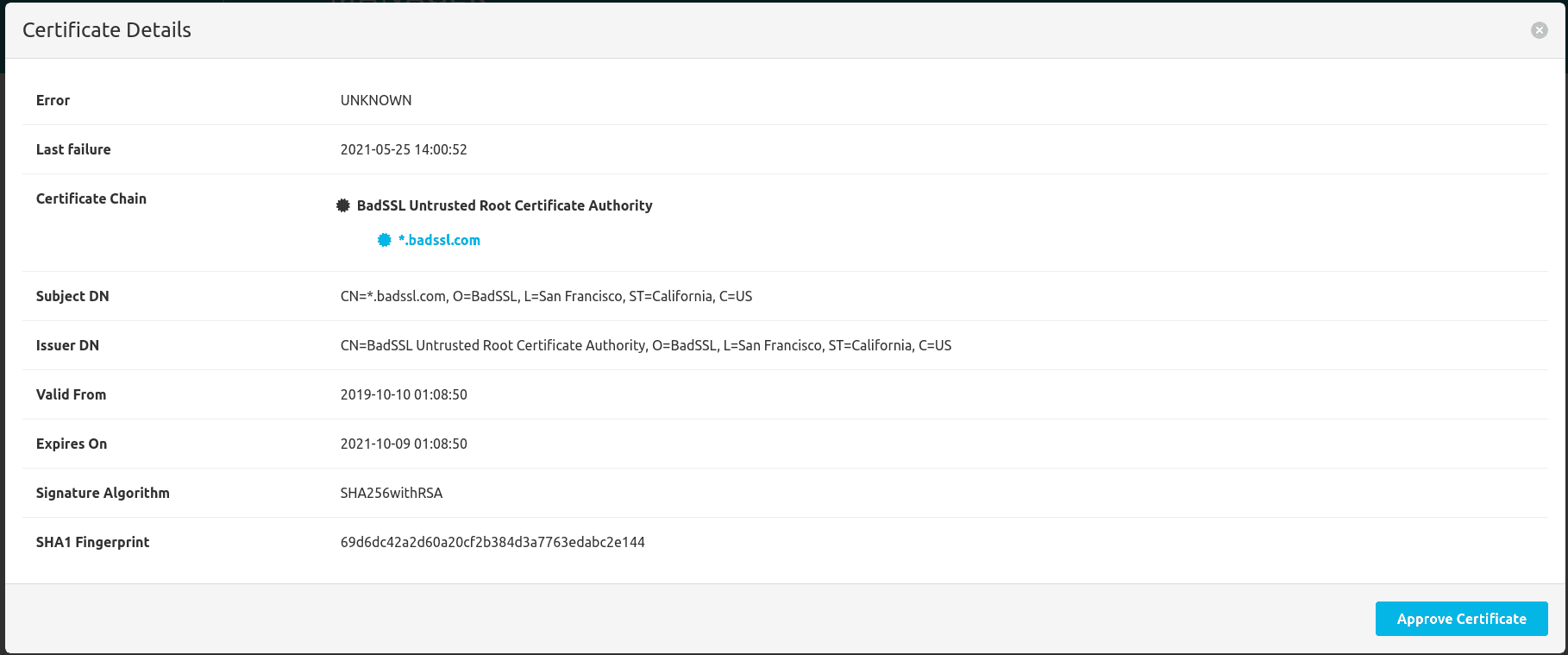 Certificate overview | SCM-Manager